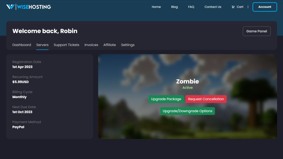 How to Upgrade or Downgrade Your Server Package | WiseHosting