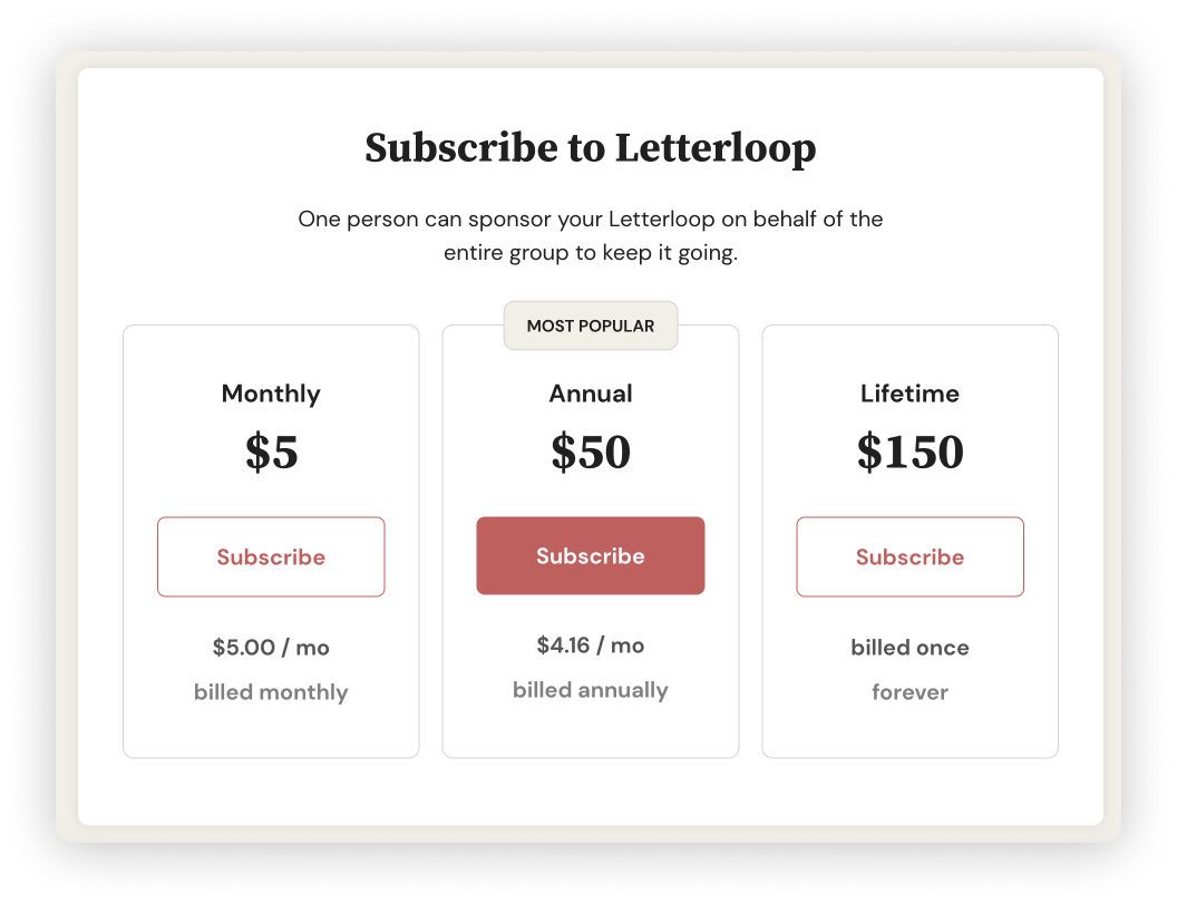 Lifetime Sponsorship | Letterloop