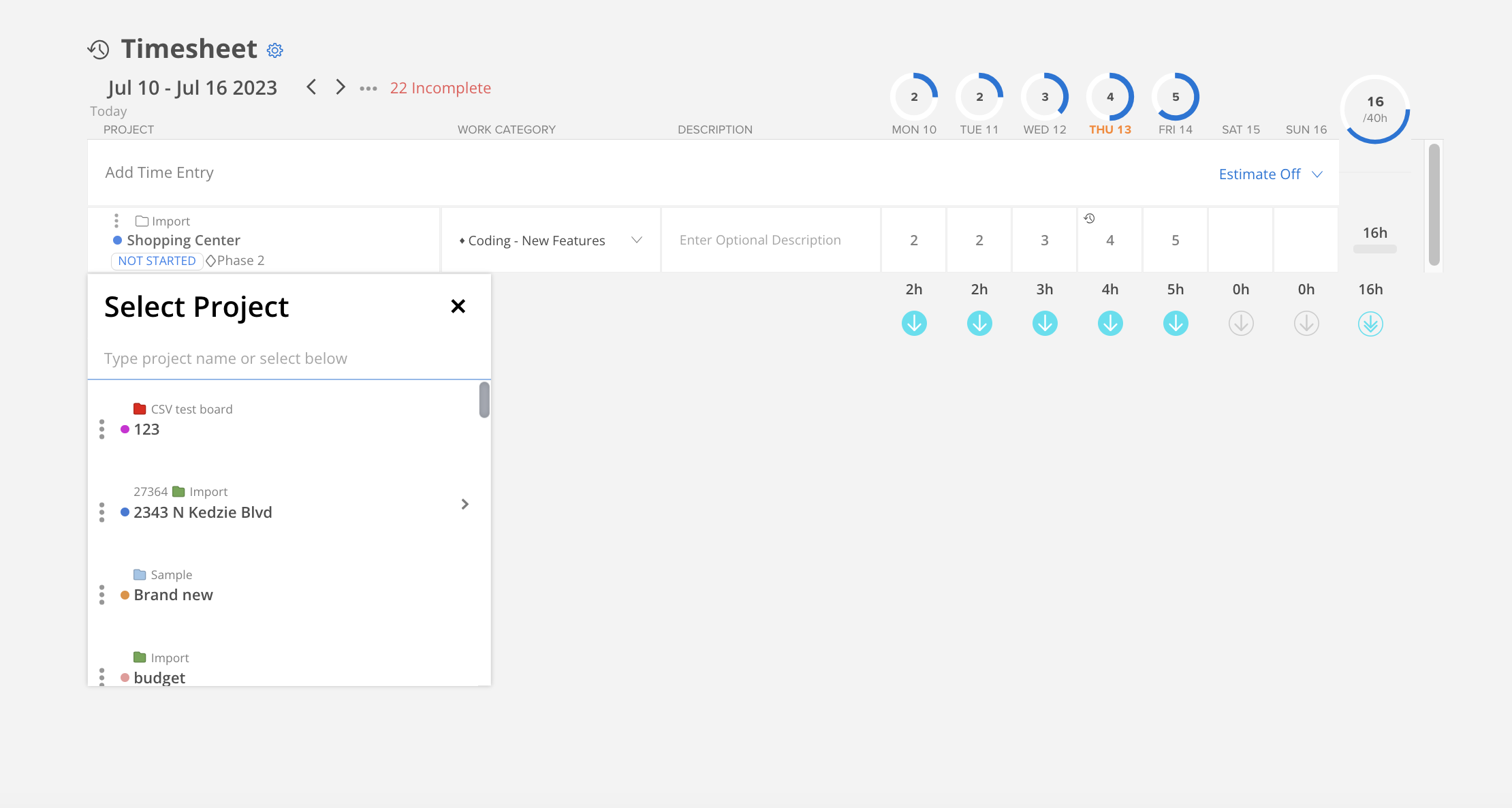 Timesheet Page | Mosaic