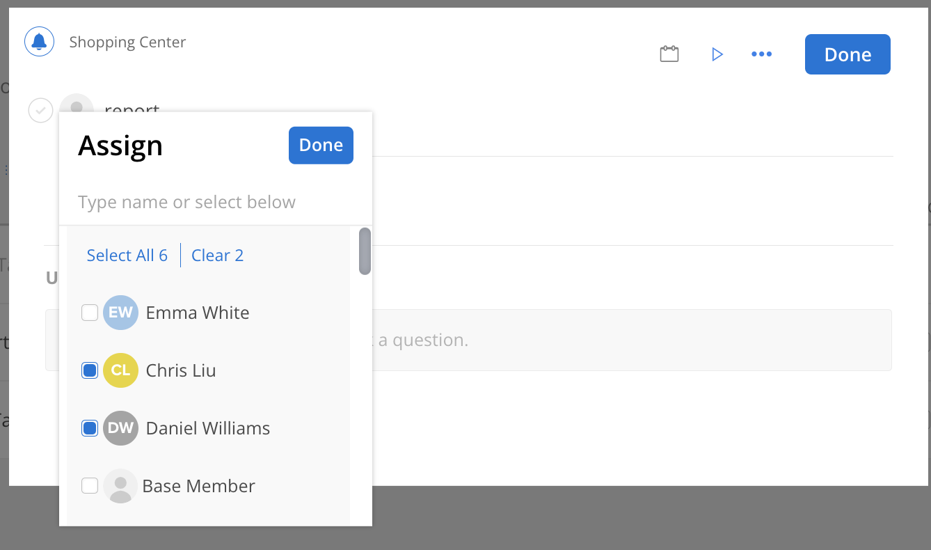 How to assign task to single or multiple members on task modal? | Mosaic