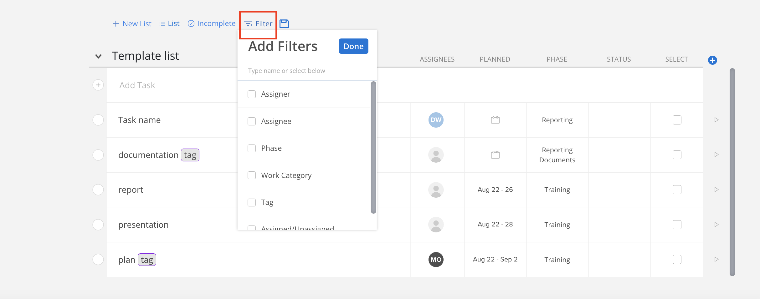 Project - Tasks | Mosaic
