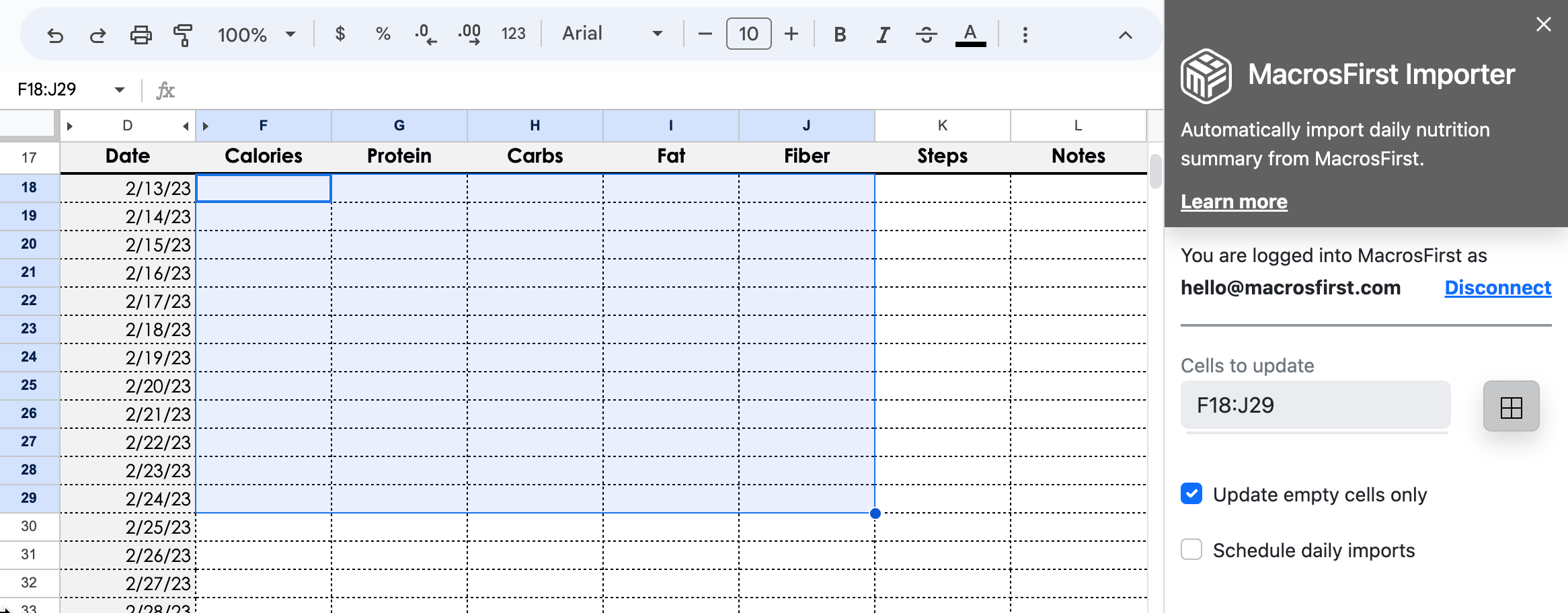 Google Sheets | MacrosFirst