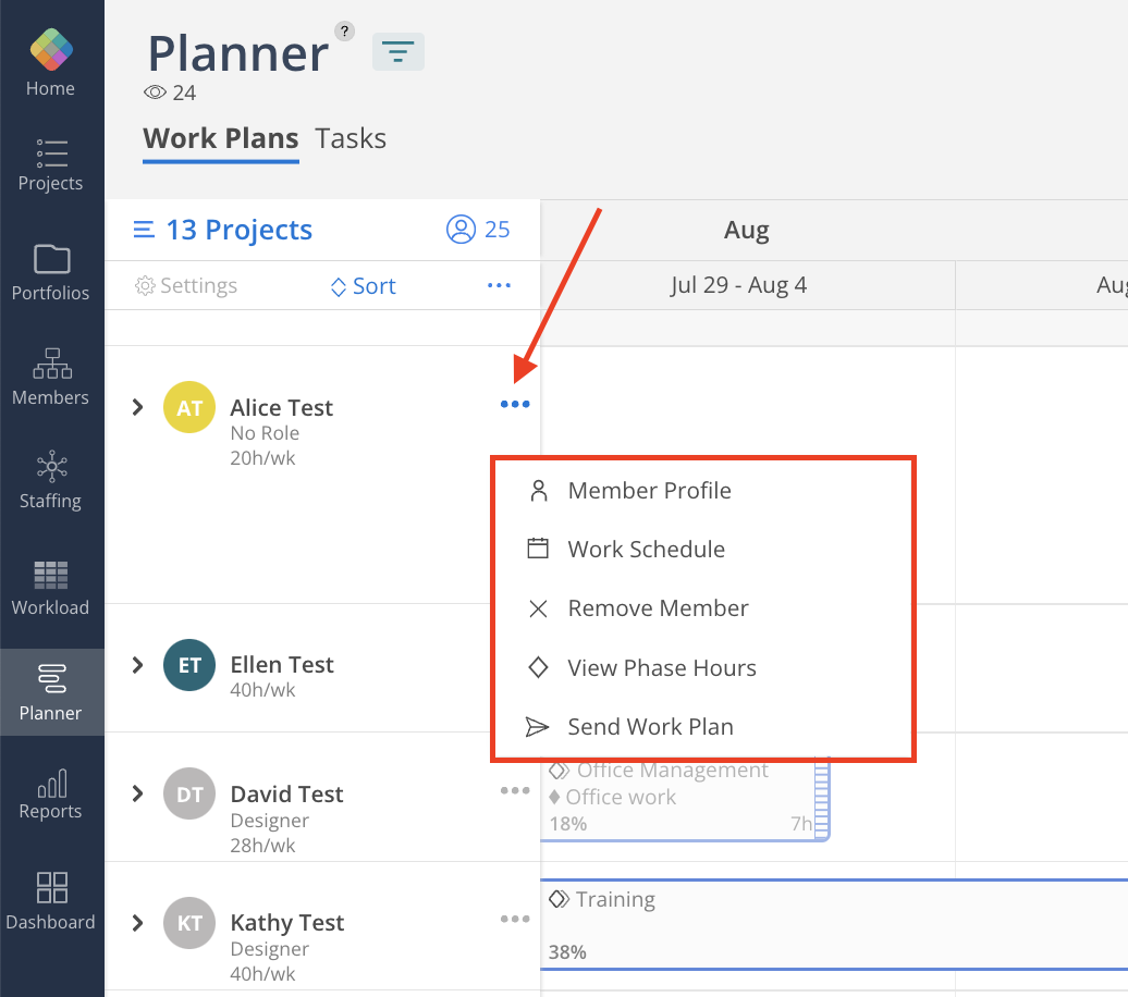 Planner Member Menu | Mosaic