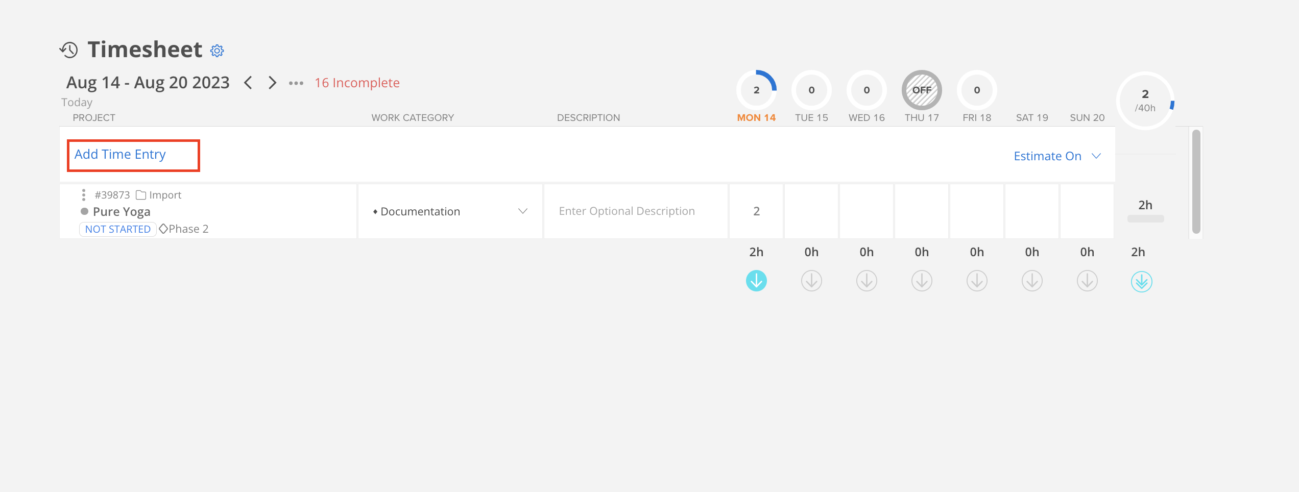 Timesheet Page | Mosaic