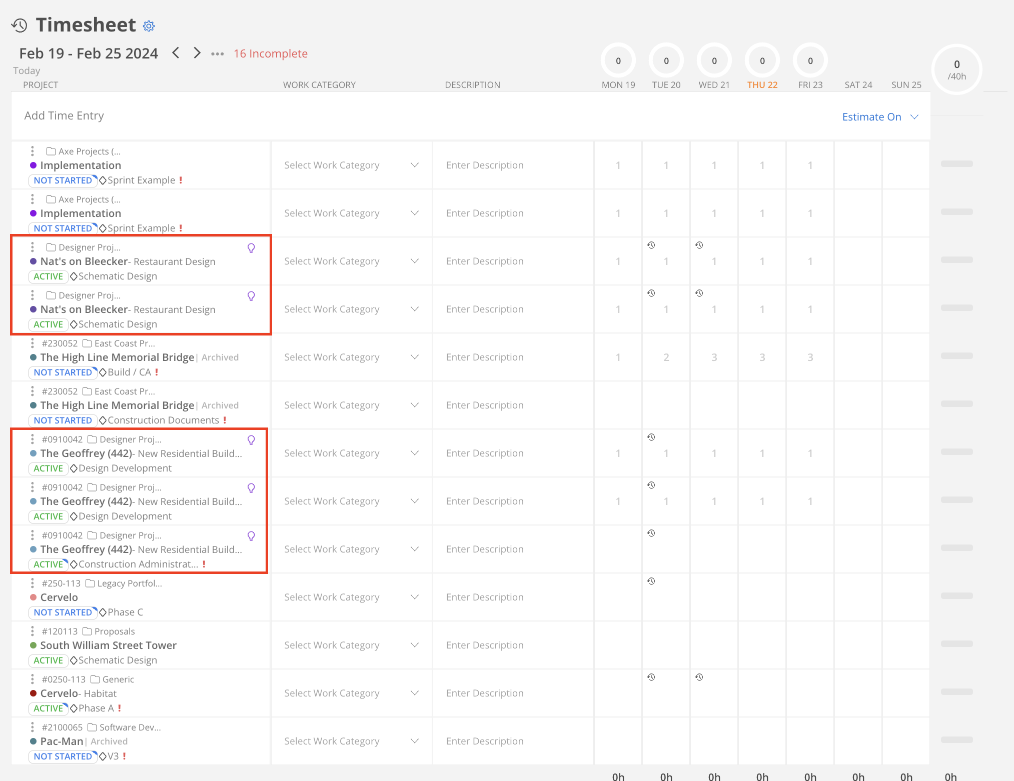 Timesheet Page | Mosaic