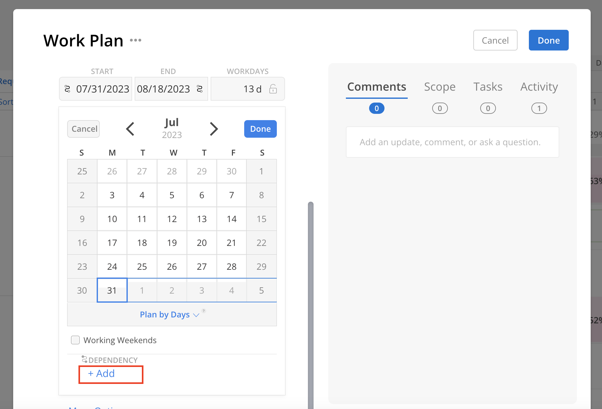 Work Plan Dates and Workday Lock | Mosaic