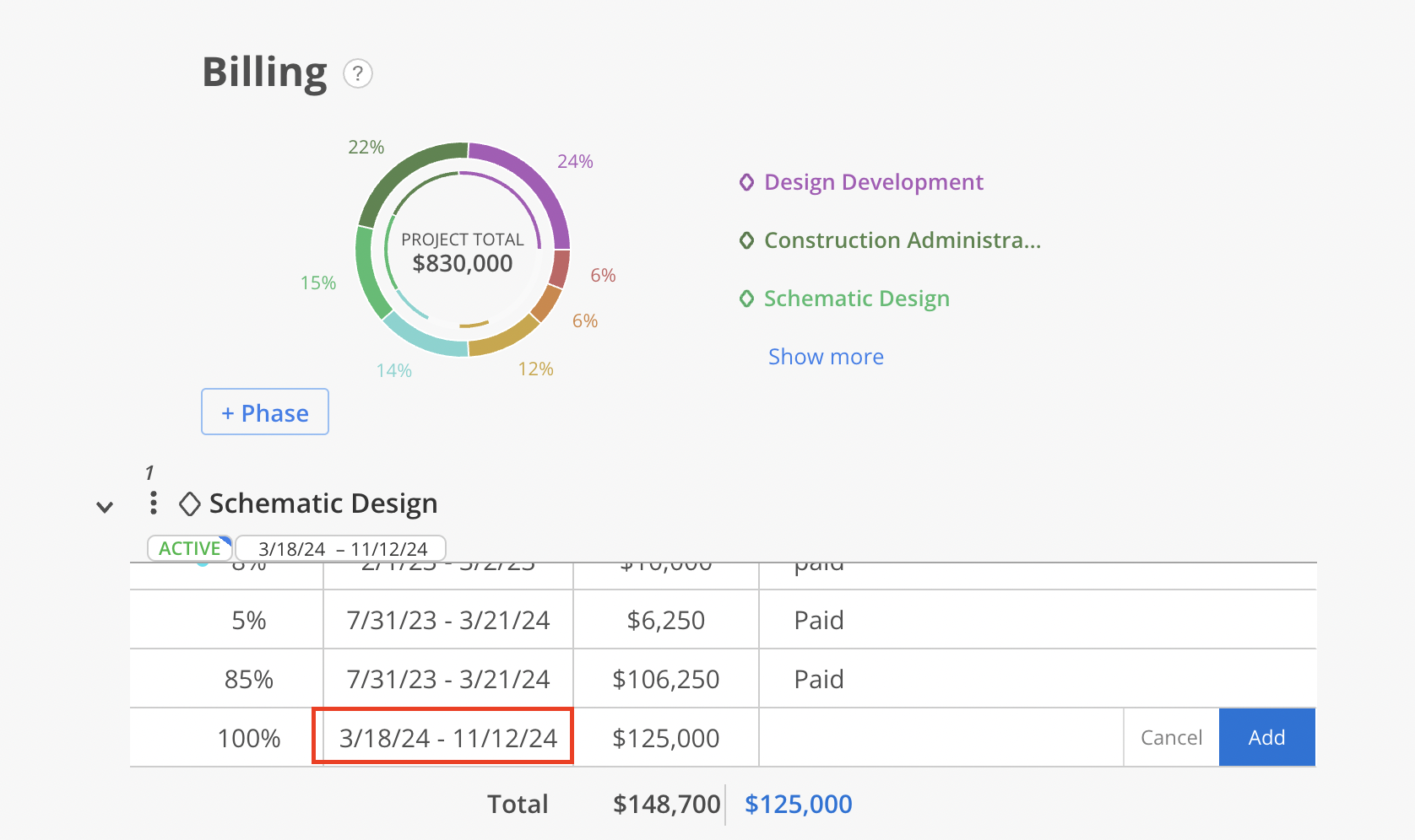 Budget Modal - Billing Tab | Mosaic
