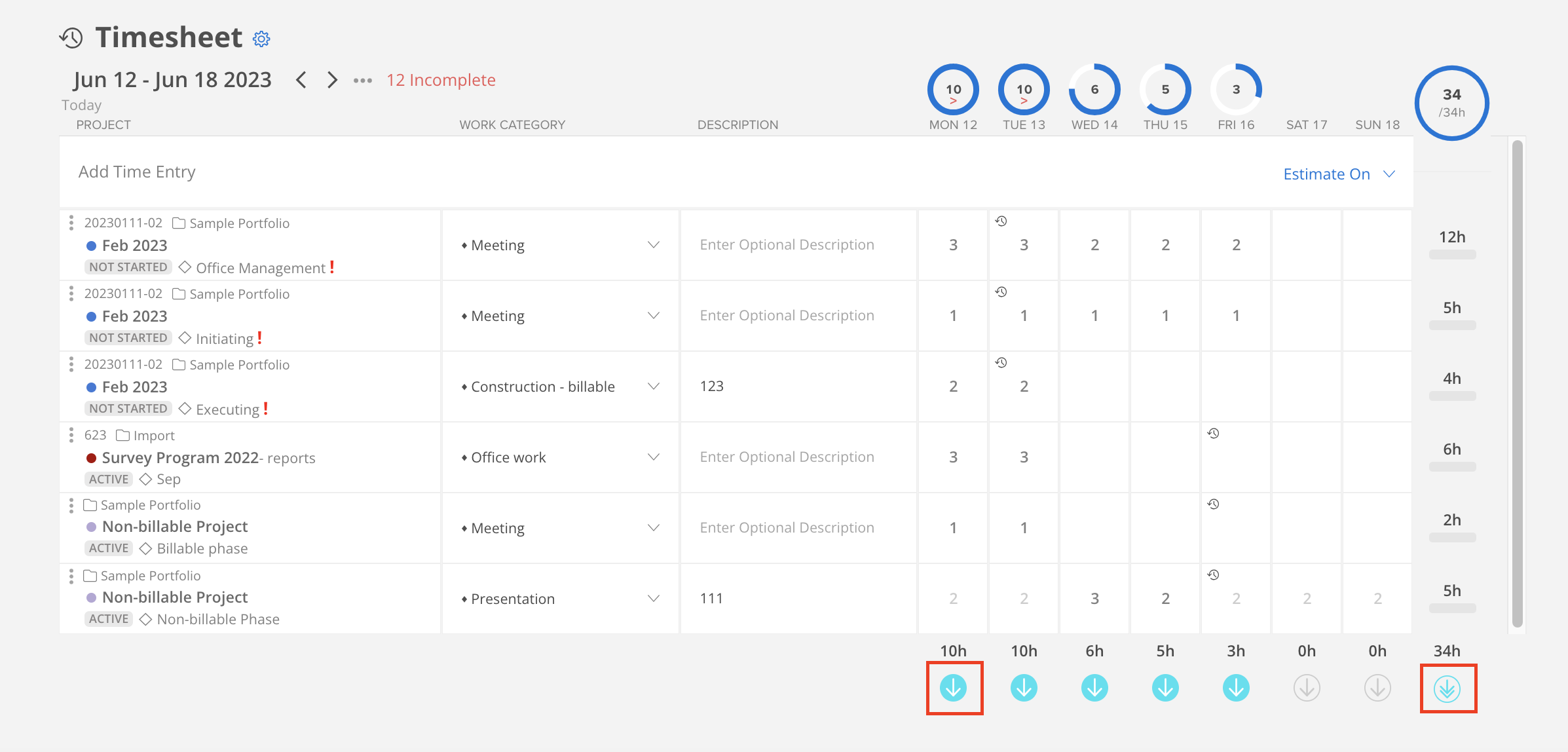 Timesheet Page | Mosaic