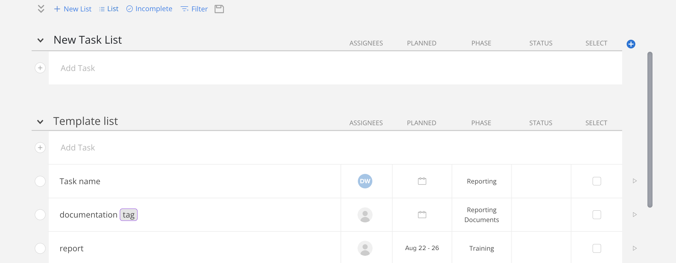 Projects Task Lists Mosaic 